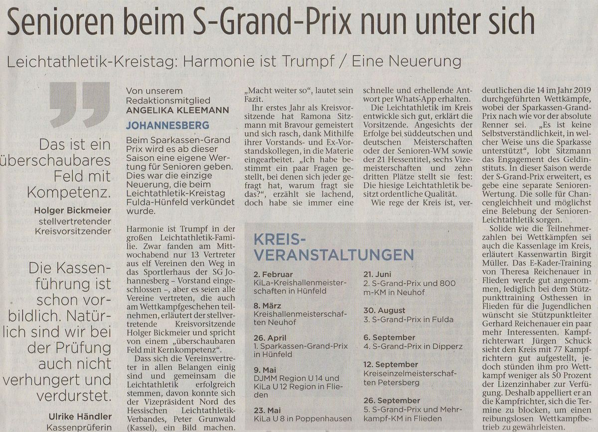 HLV Kreis Fulda-Hünfeld: Kreistag der Leichtathletikkreises Fulda-Hünfeld HLV Kreis Fulda-Hünfeld: Kreistag der Leichtathletikkreises Fulda-Hünfeld